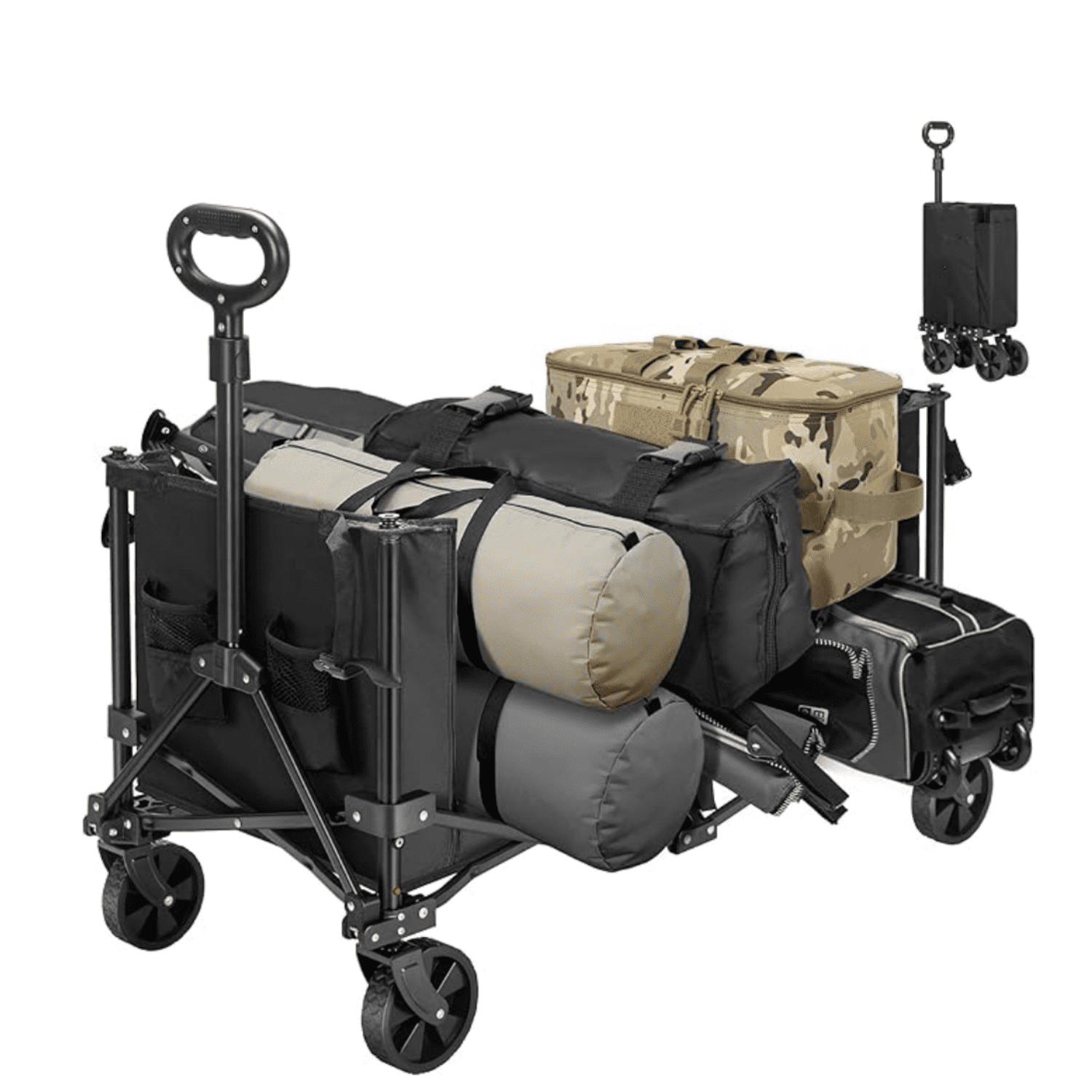 Collapsible Wagon with Side Gates, 220lb Load-Bearing Outdoor Utility ...