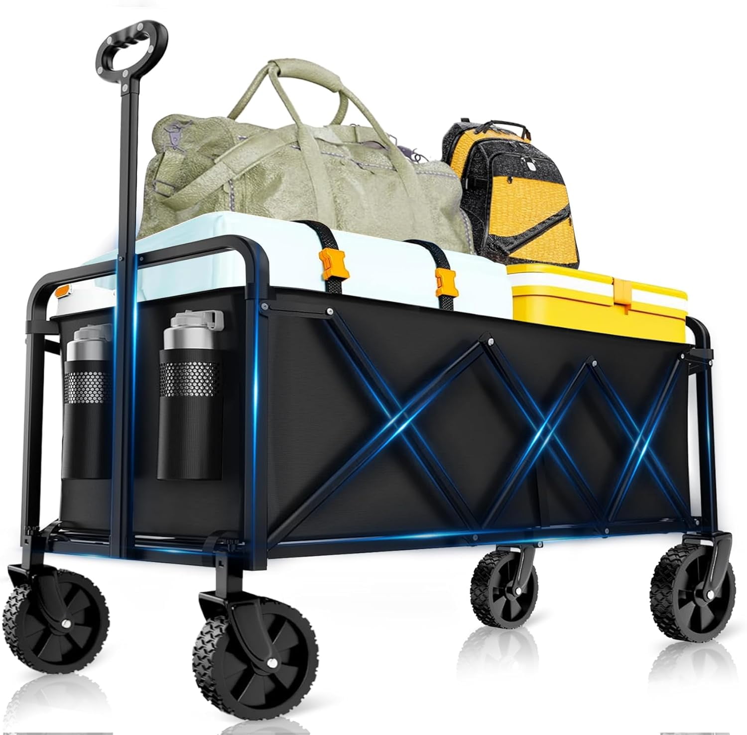 Collapsible Wagon with Wheels, 330 lbs Wagons Carts Foldable Wagon Cart ...