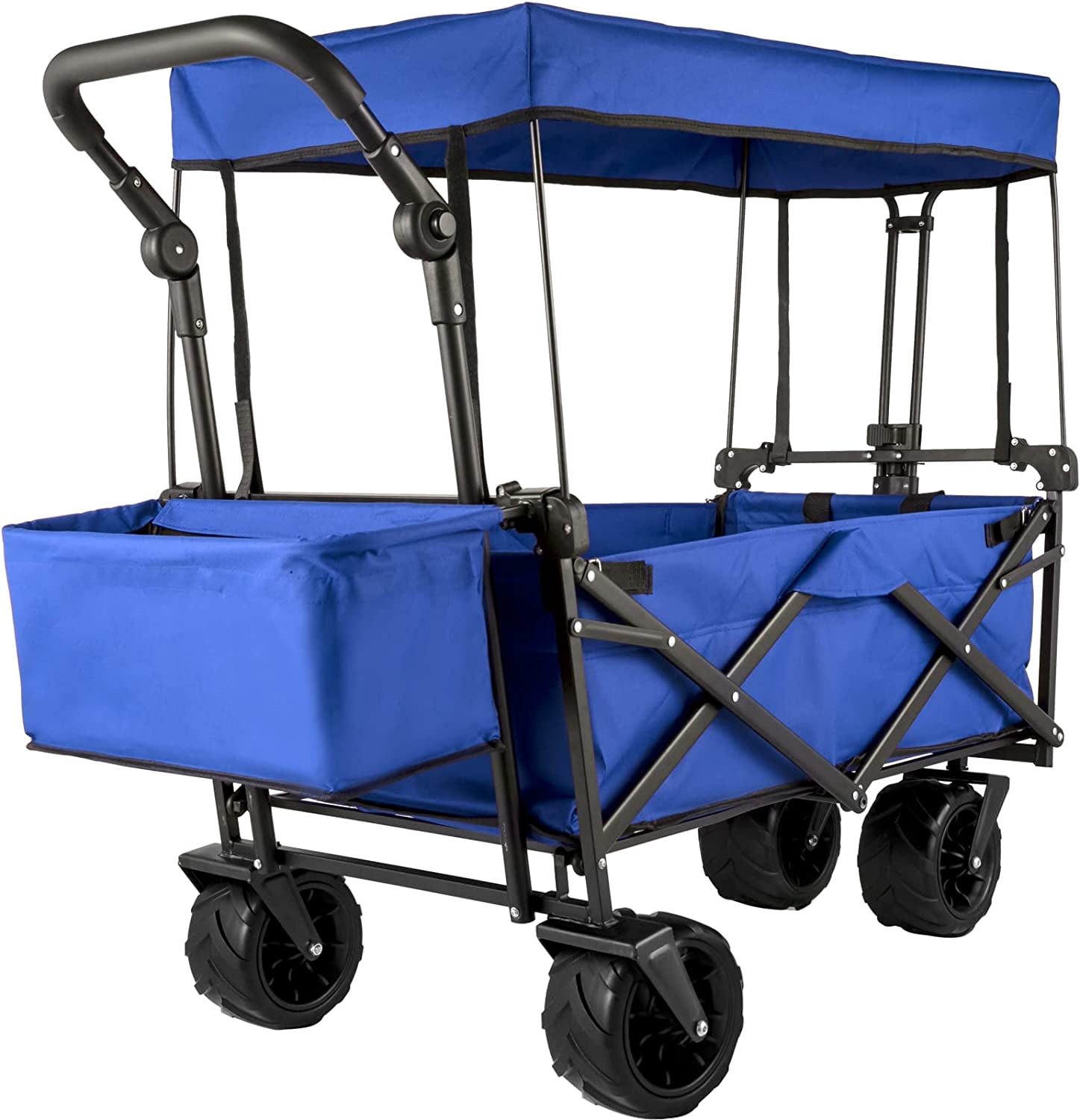 Collapsible Wagon with Canopy,Foldable Wagon, Beach Wagon Cart with Big ...