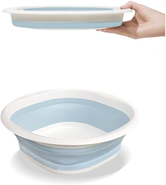 Collapsible Wash Basin, Plastic+TPR Buckets, Portable and Space Saving ...