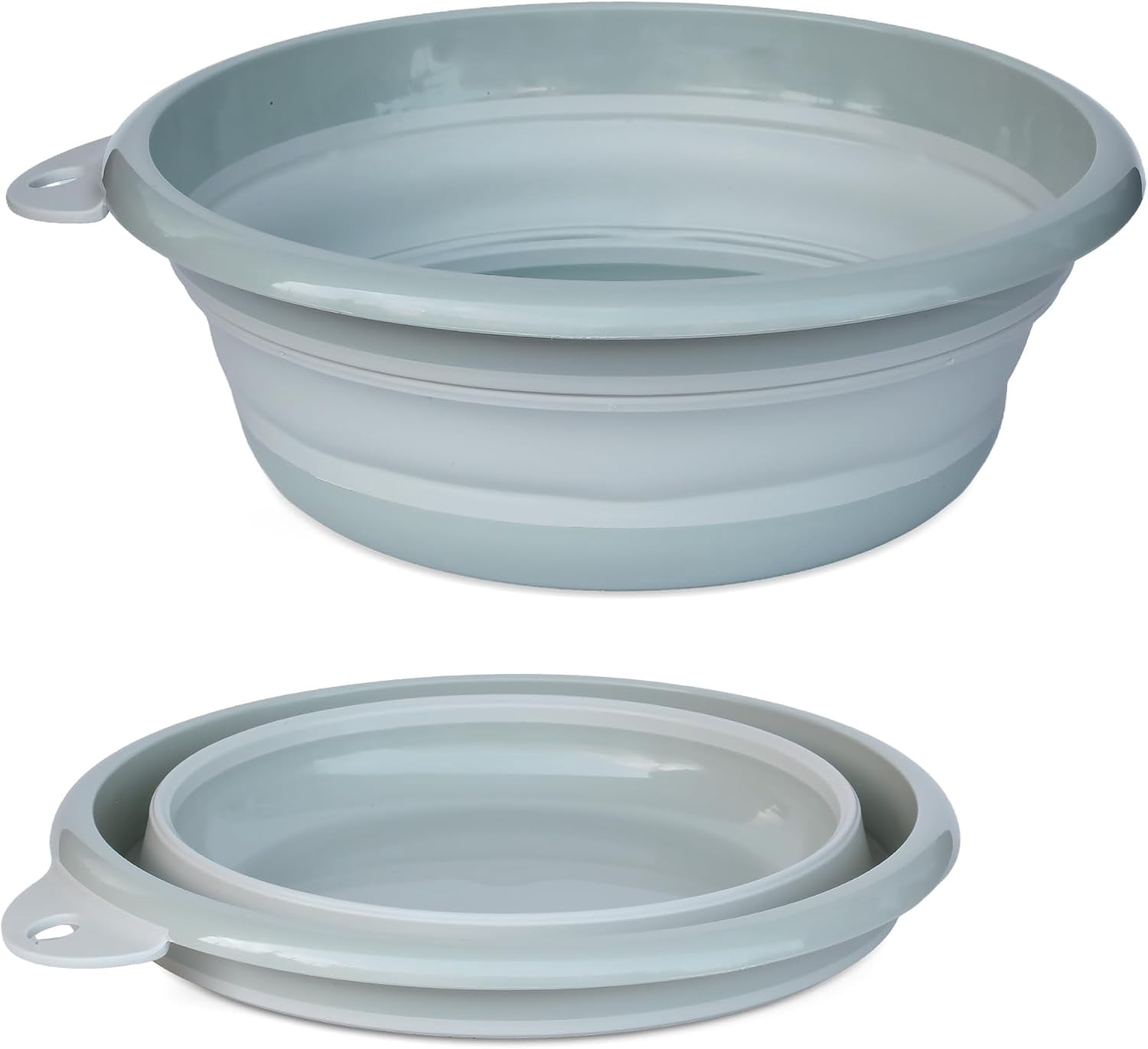 Collapsible Wash Basin Set (2 Pack) - Round Portable Foldable Plastic ...