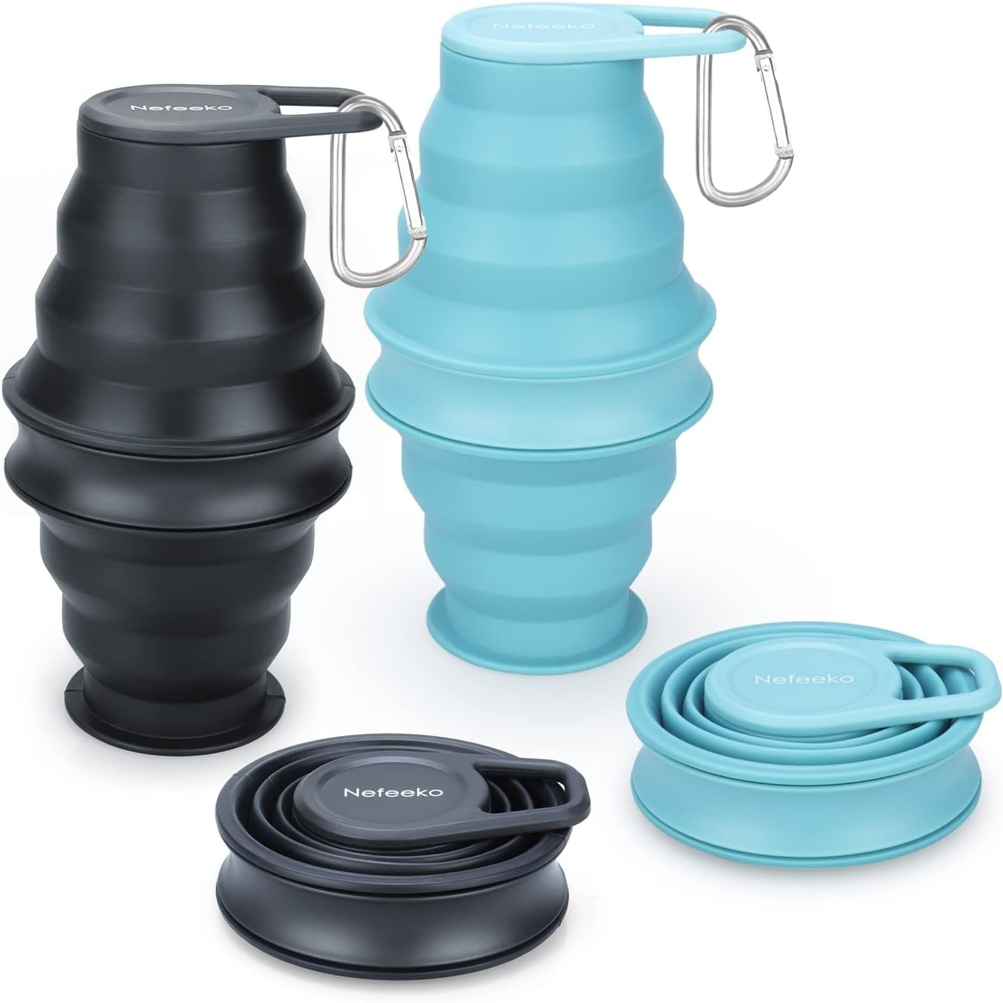 Collapsible Water Bottle,17Oz(500Ml) Reuseable BPA Free Silicone Foldable Water Bottles for ...