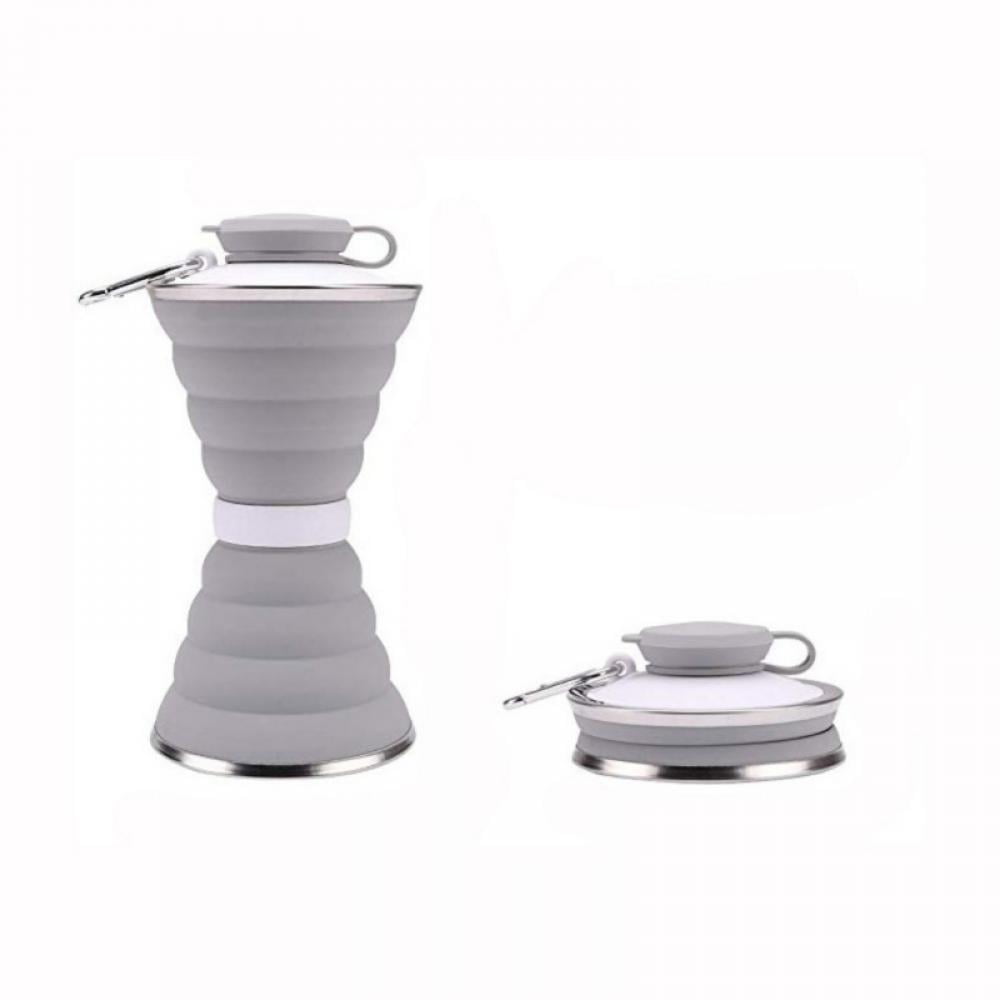 Collapsible Water Bottle, Camping Cup with Carabiner, Reuseable Silicone Foldable Leak Proof ...