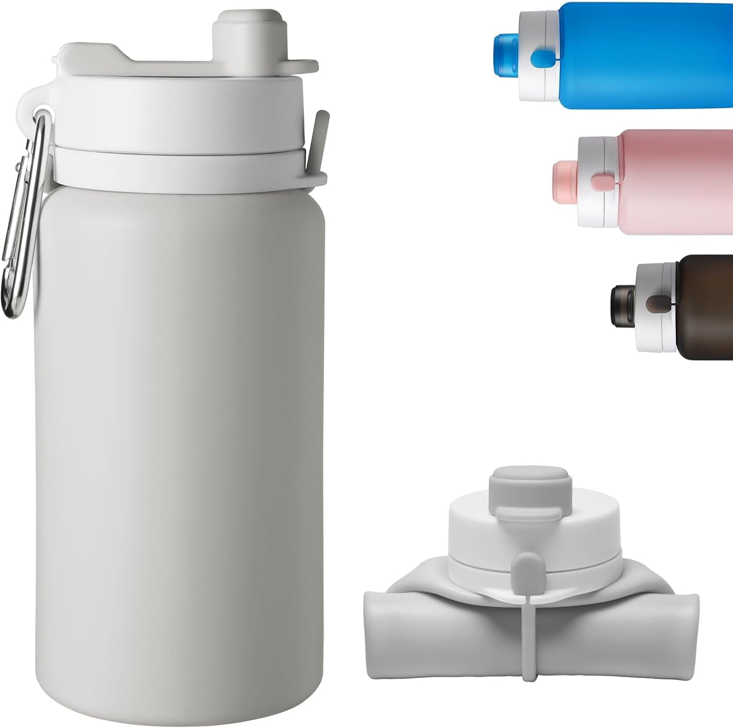 Collapsible Water Bottles 19 Oz - BPA Free, Leak Proof, Foldable ...