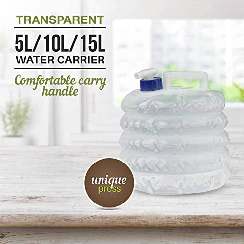 Collapsible Water Container, 5L 10L 15L Portable Folding Water Carrier with Tap, BPA Free Water ...