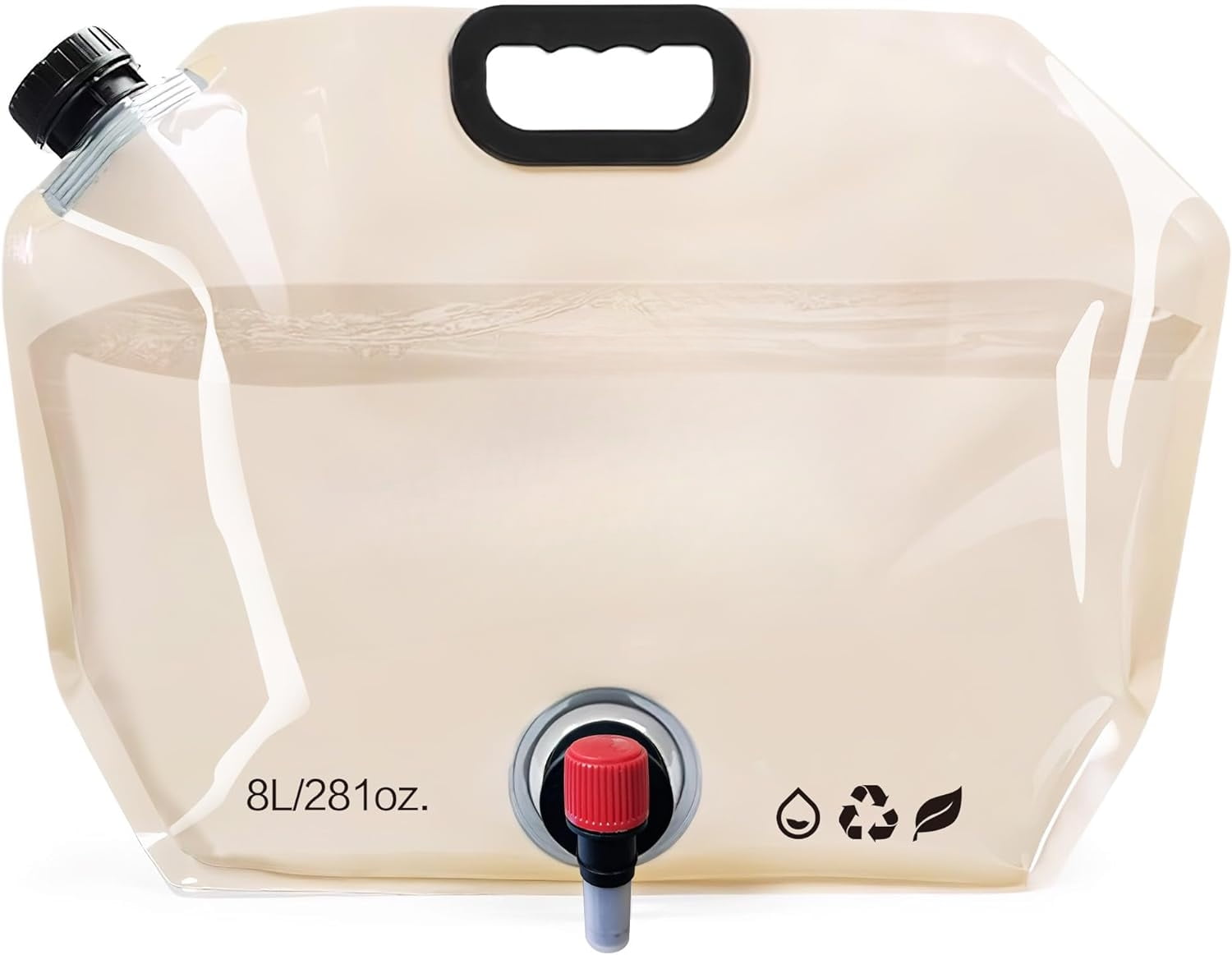 Collapsible Water Container with Spigot, 2.1 Gallon (8L) BPA-Free Portable Water Bladder ...