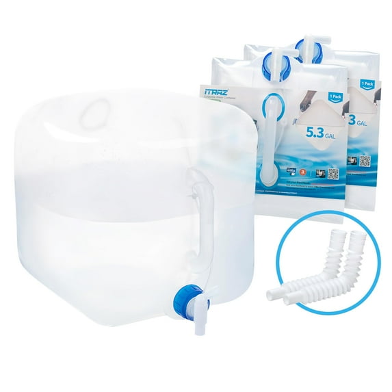 Collapsible Water Container with Spigot, 2×5.3 Gallon BPA Free Camping ...