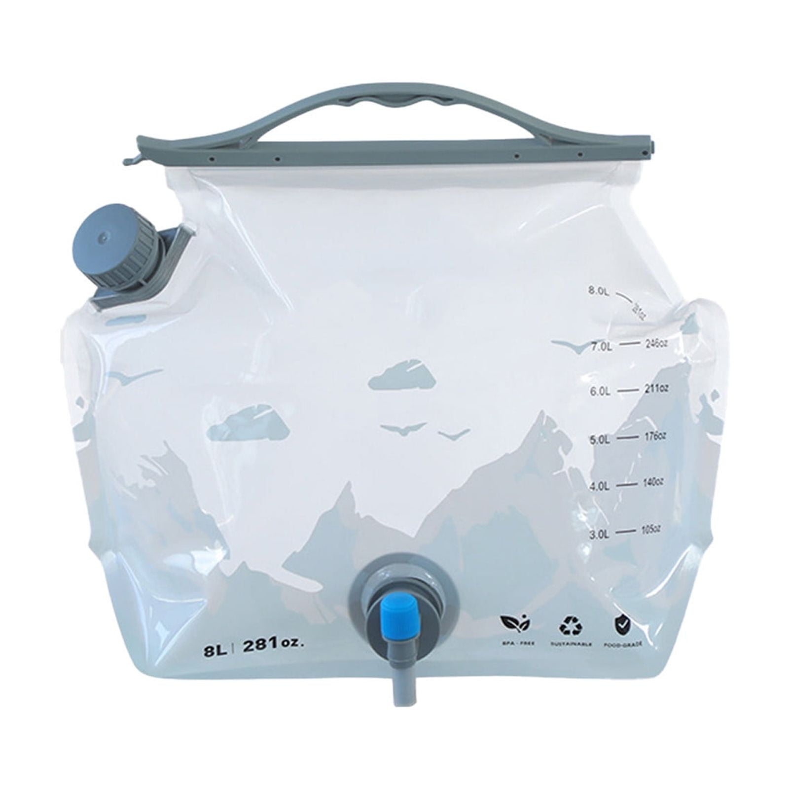 Collapsible Water Container with Spigot, 8L/2.1Gallon Food-Grade ...
