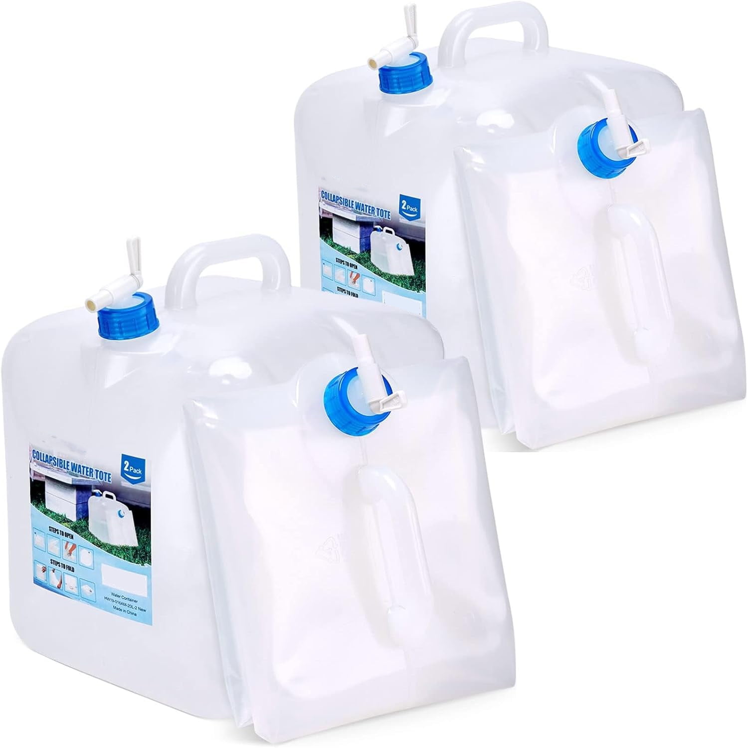Collapsible Water Container with Spigot, Camping Water Storage Carrier ...