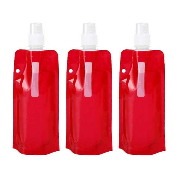 Collapsible Water Pouch 480ml Leak Proof BPA Free Foldable Silicone Bottle with Carabiner for ...