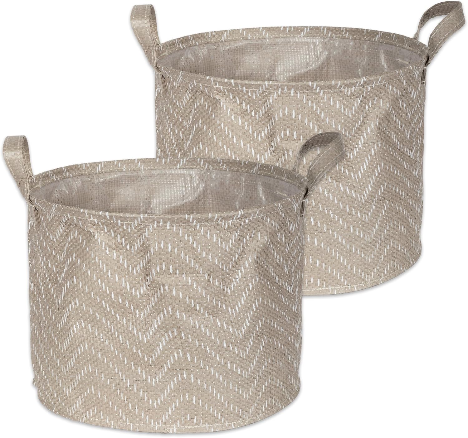 Collapsible Waterproof Laundry, Small Round, Stone/Cream, 2 Piece ...