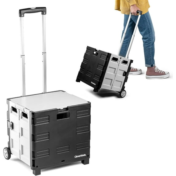 Collapsible Wheeled Crate with Lid, 2-Wheels – Stable Rolling Crate ...