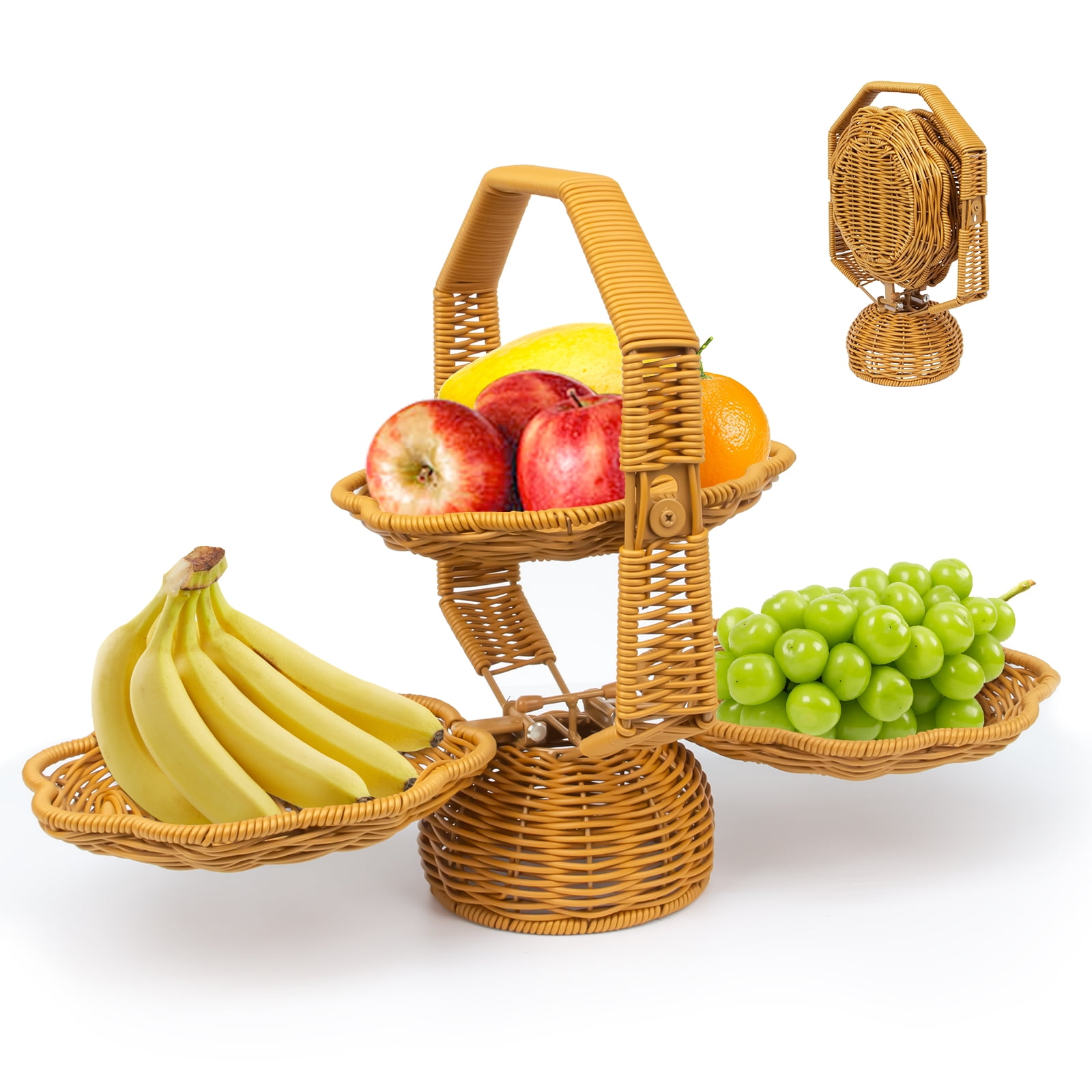 Collapsible Wicker Fruit Basket - Multi - Tiered Storage for Fruits ...