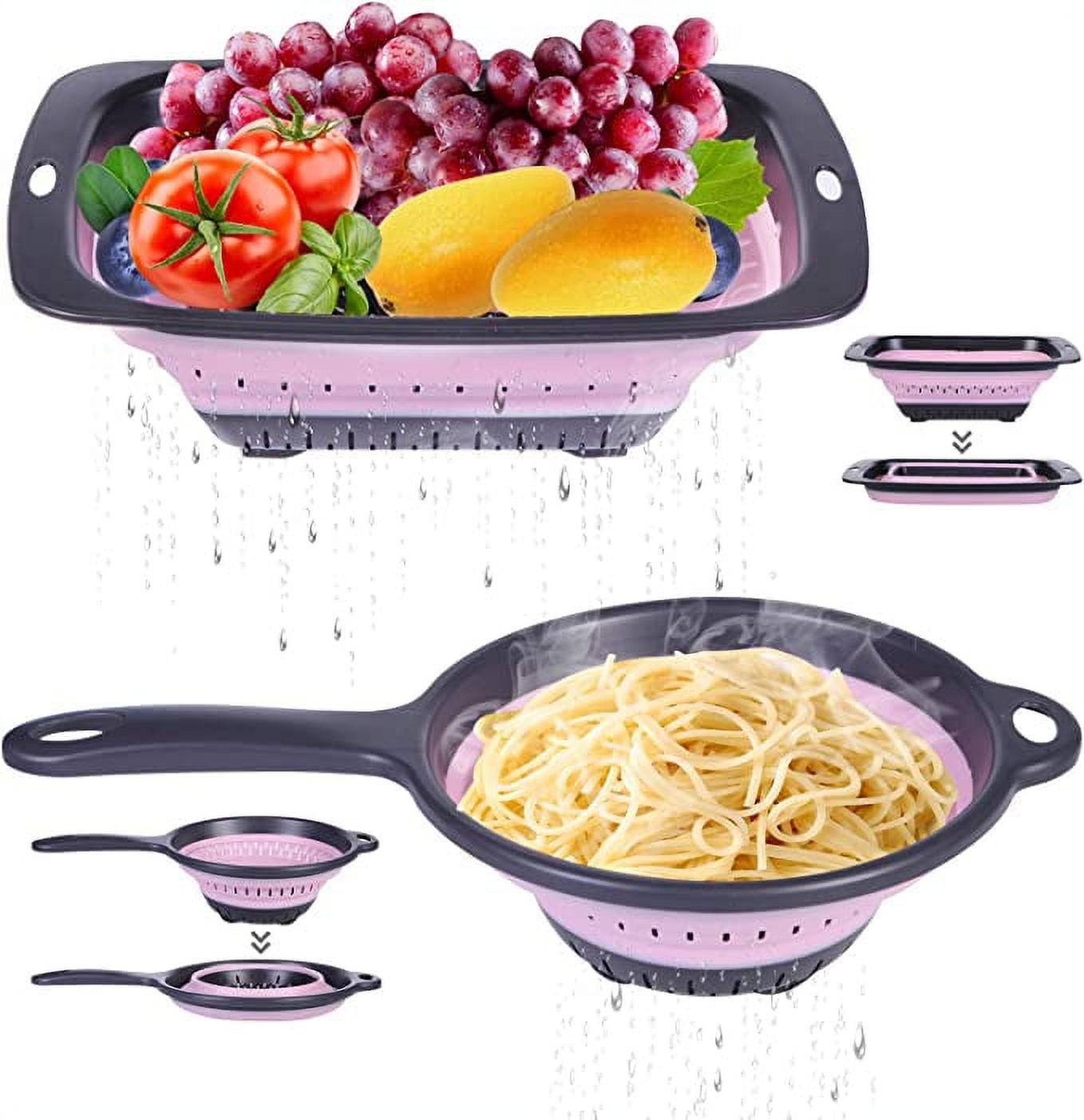 Collapsible silicone colander and strainer [2 piece set], 7.8 inches to ...