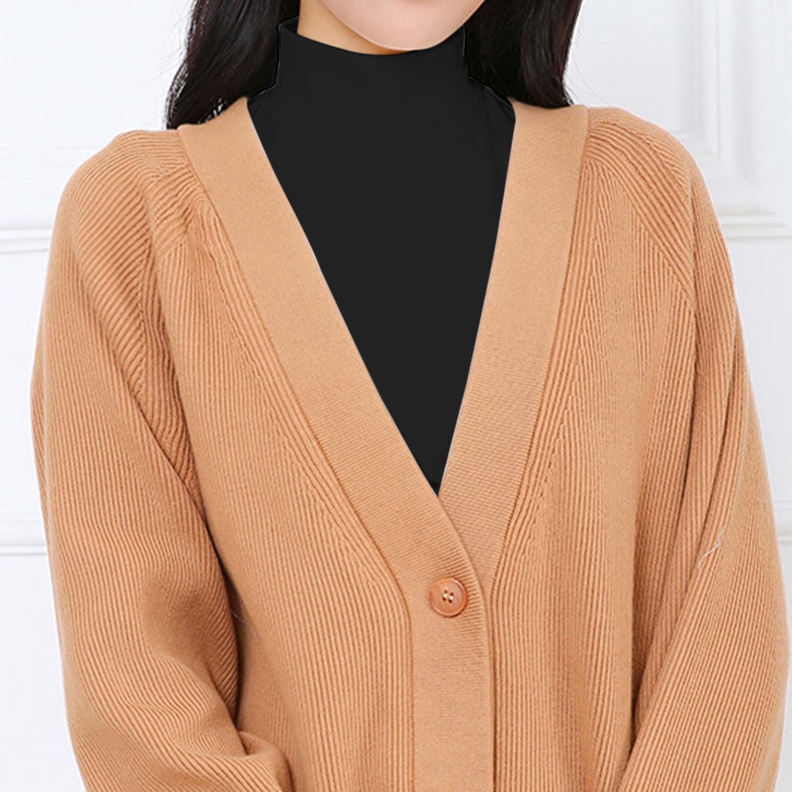 Collar Layering Top Solid Color Half High Neck Shirt for Women Casual ...