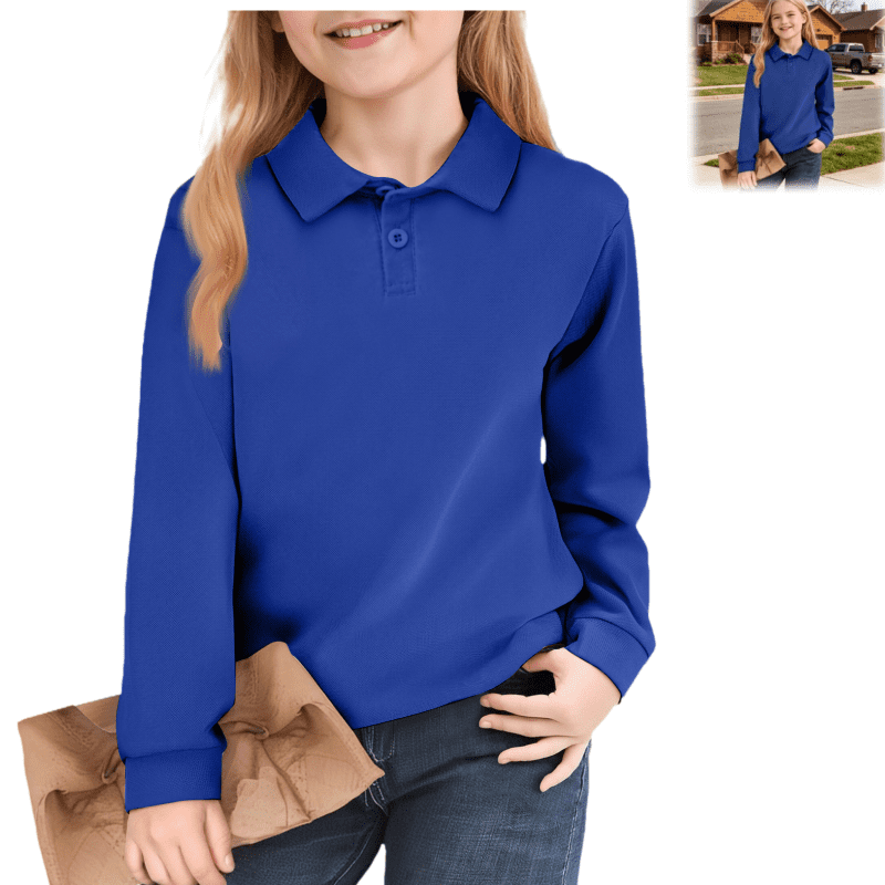 Collared Polo Shirts for Girl Long Sleeve School Uniform Golf Shirts ...