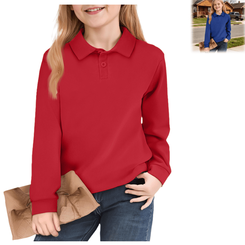 Collared Polo Shirts for Girl Long Sleeve School Uniform Golf Shirts ...