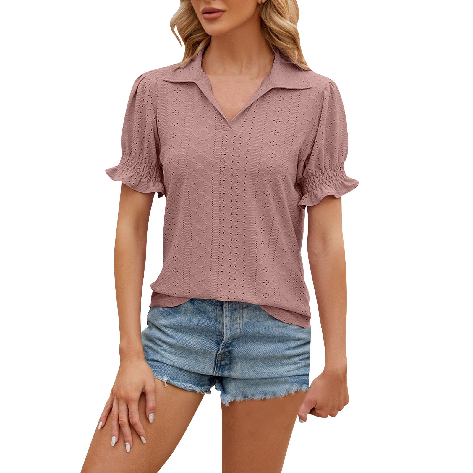 Collared Shirts for Women! Comdrip Women's Solid Color V Neck Loose ...
