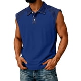Collared Tank Tops for Men Summer Cut Off Sleeveless Shirts Henley ...