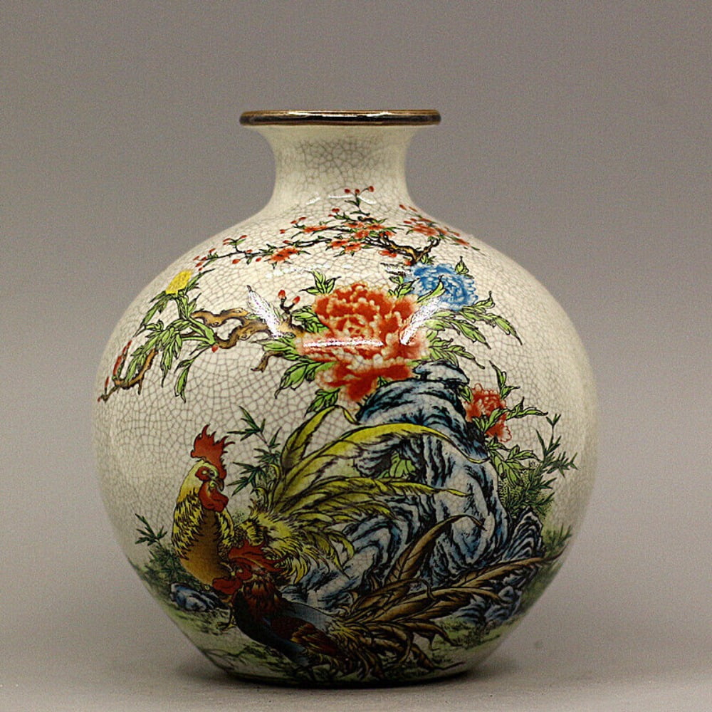 Collect Chinese Qing Famille Rose Porcelain Tree Peony Animal Chook ...