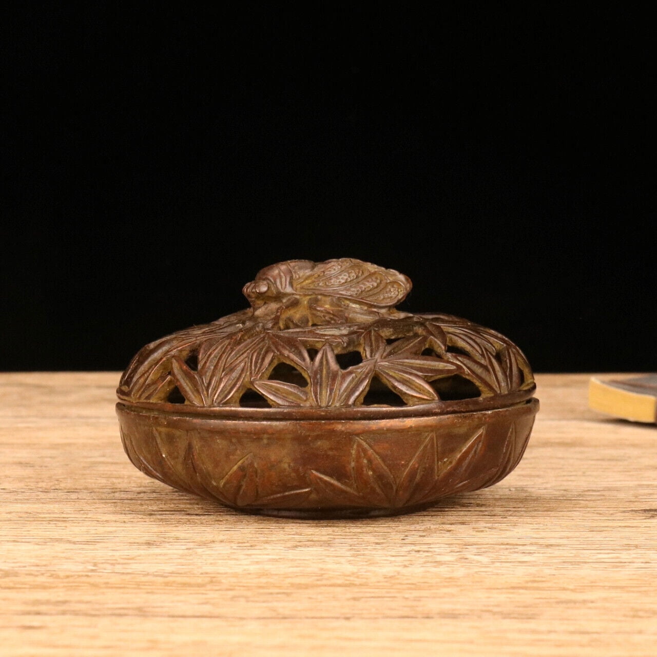 Collect Decor tea pet Solid copper Cicada ornament desktop bamboo ...