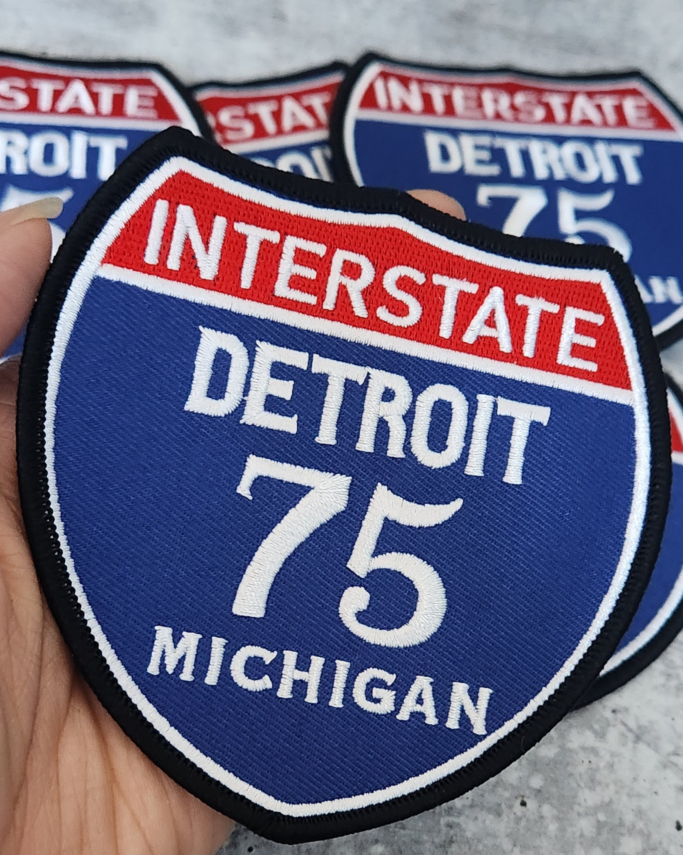 Collectable 1-pc, "DETROIT 4" Interstate 75" Iron-On Embroidered Patch ...