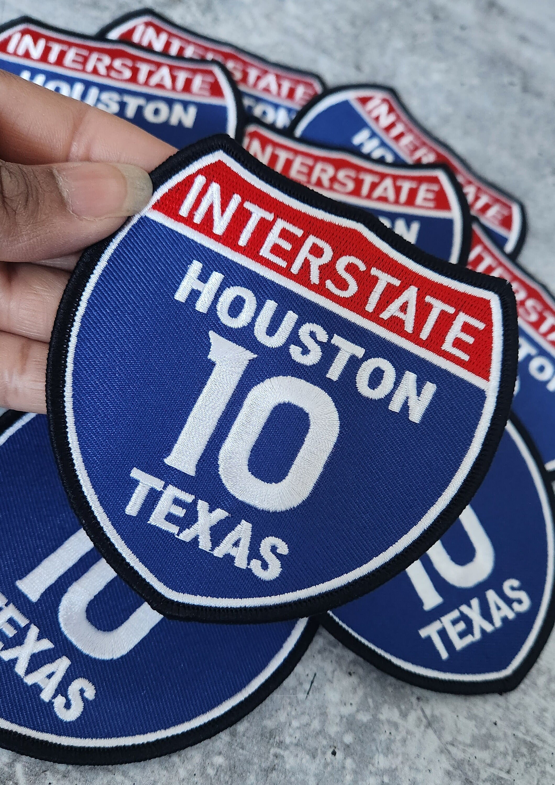 Collectable 1-pc, "HOUSTON 4" Interstate 10" Iron-On Embroidered Patch; Popular Texas Emblem ...