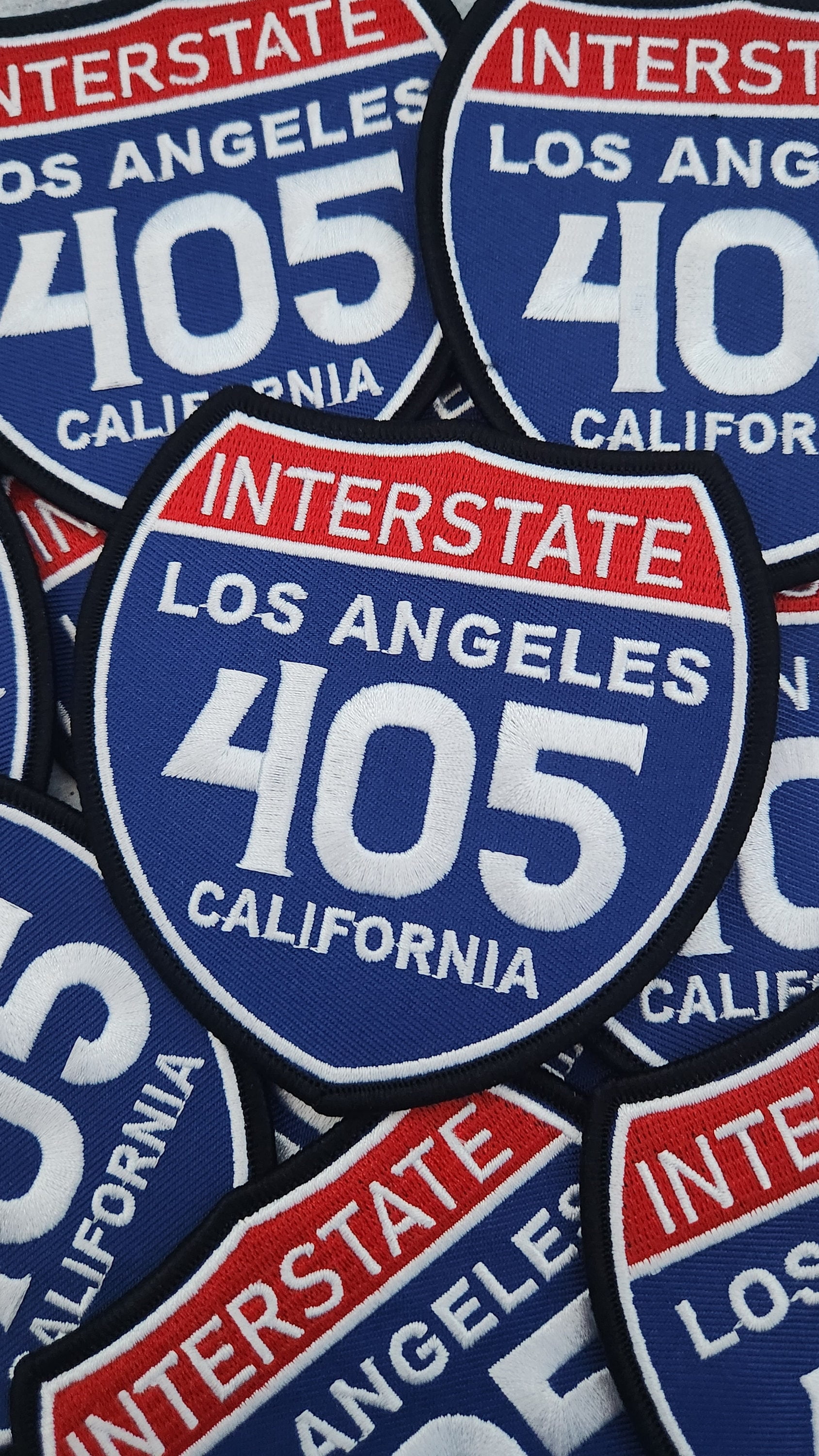 Collectable 1-pc, "LOS ANGELES, 4" Interstate 405" Iron-On Embroidered ...
