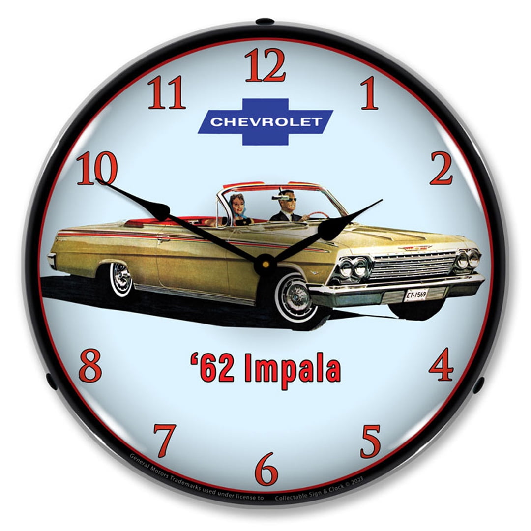 Collectable Sign and Clock 1962 Impala Convertible LED Lighted Premium ...