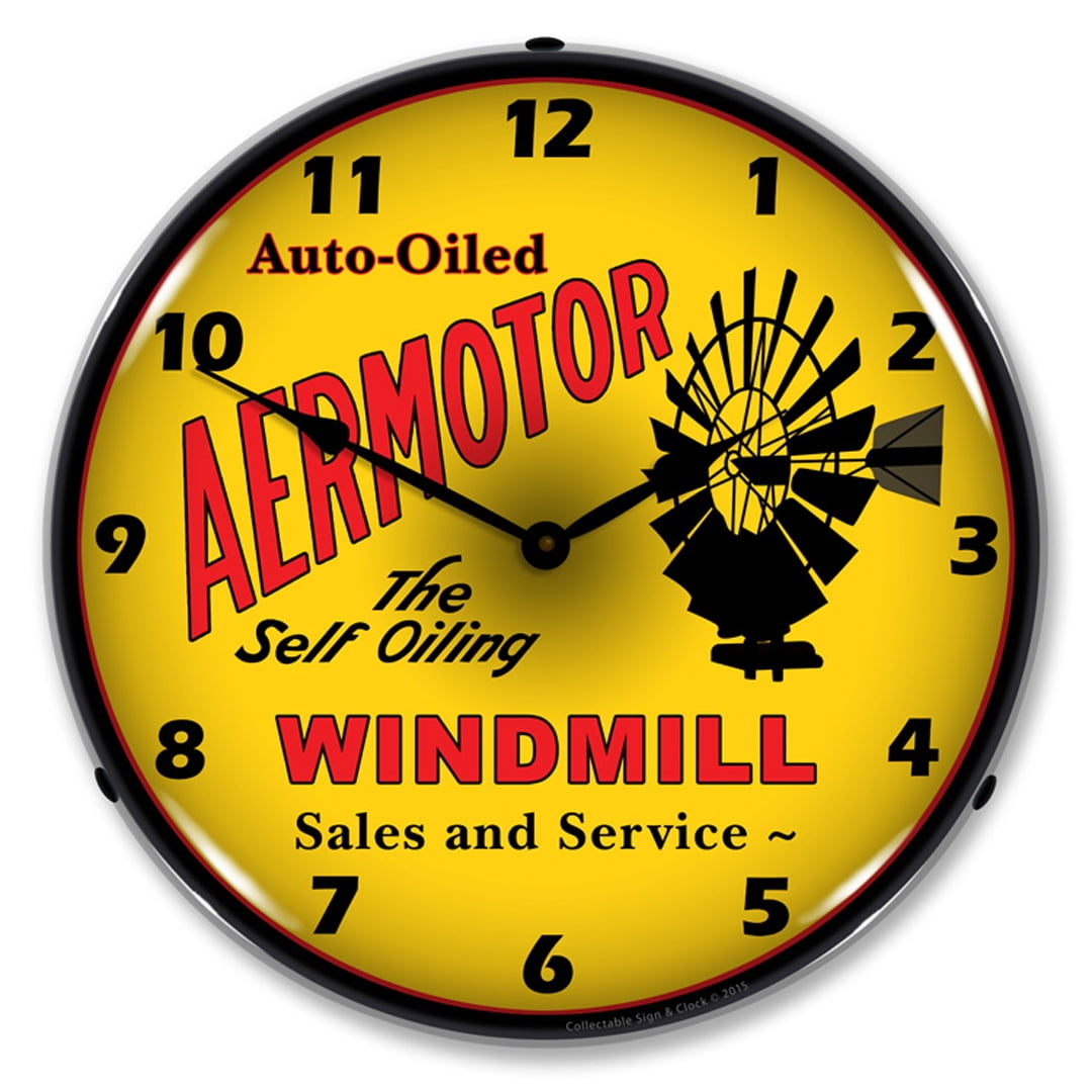 Collectable Sign and Clock Aermotor Windmill LED Lighted Premium Wall ...