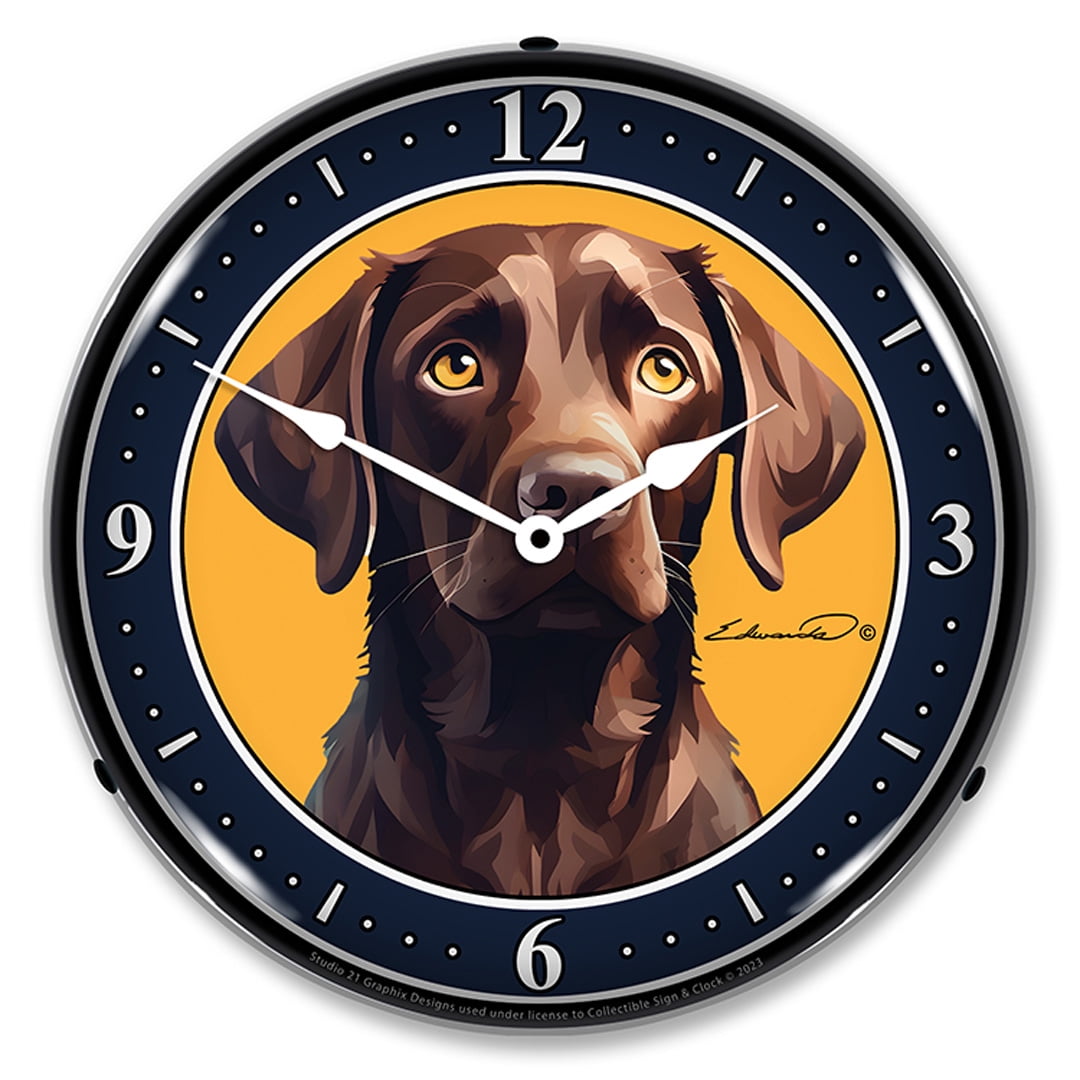 Collectable Sign and Clock Chocolate Labrador Retriever LED Lighted ...