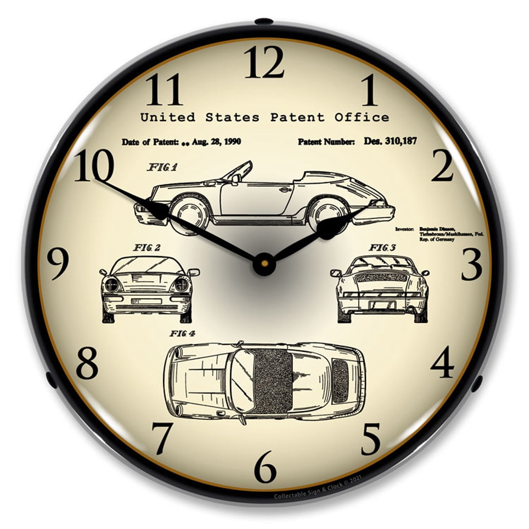 Collectable Sign and Clock Porsche 911 1990 Patent LED Lighted Premium ...