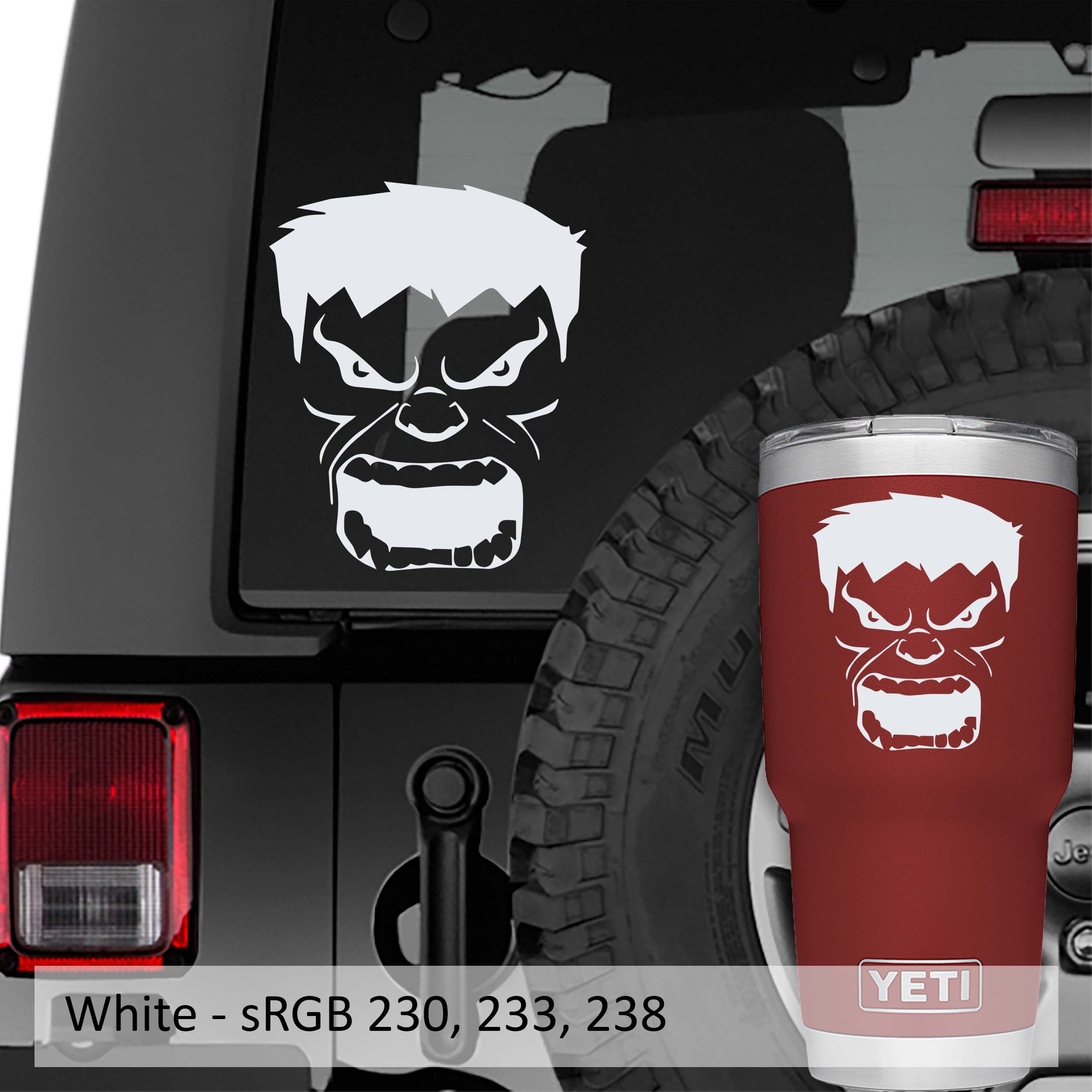 Collectible Decals Angry Hulk Face Vinyl Decal - Walmart.com