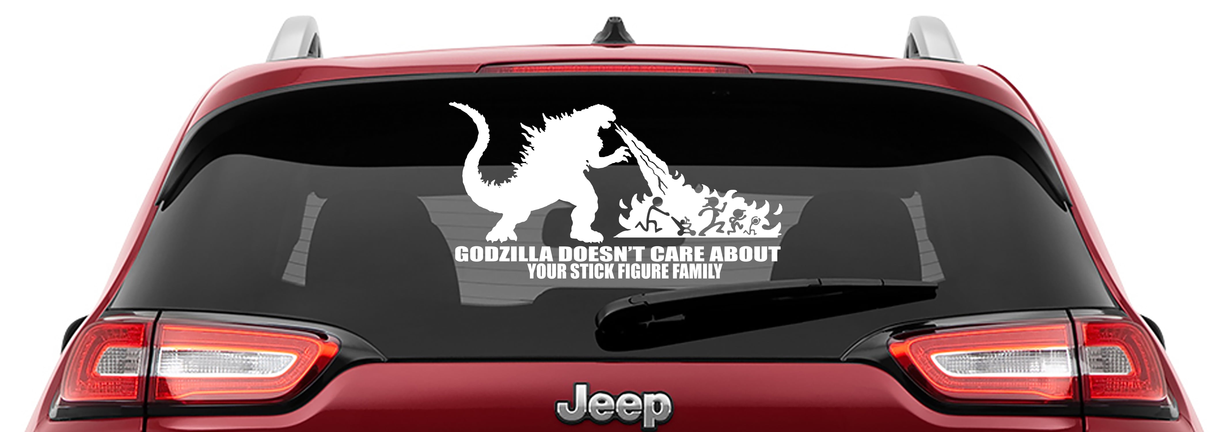 Collectible Decals Godzilla Doesn't Care Your Stick Figure Family Vinyl ...