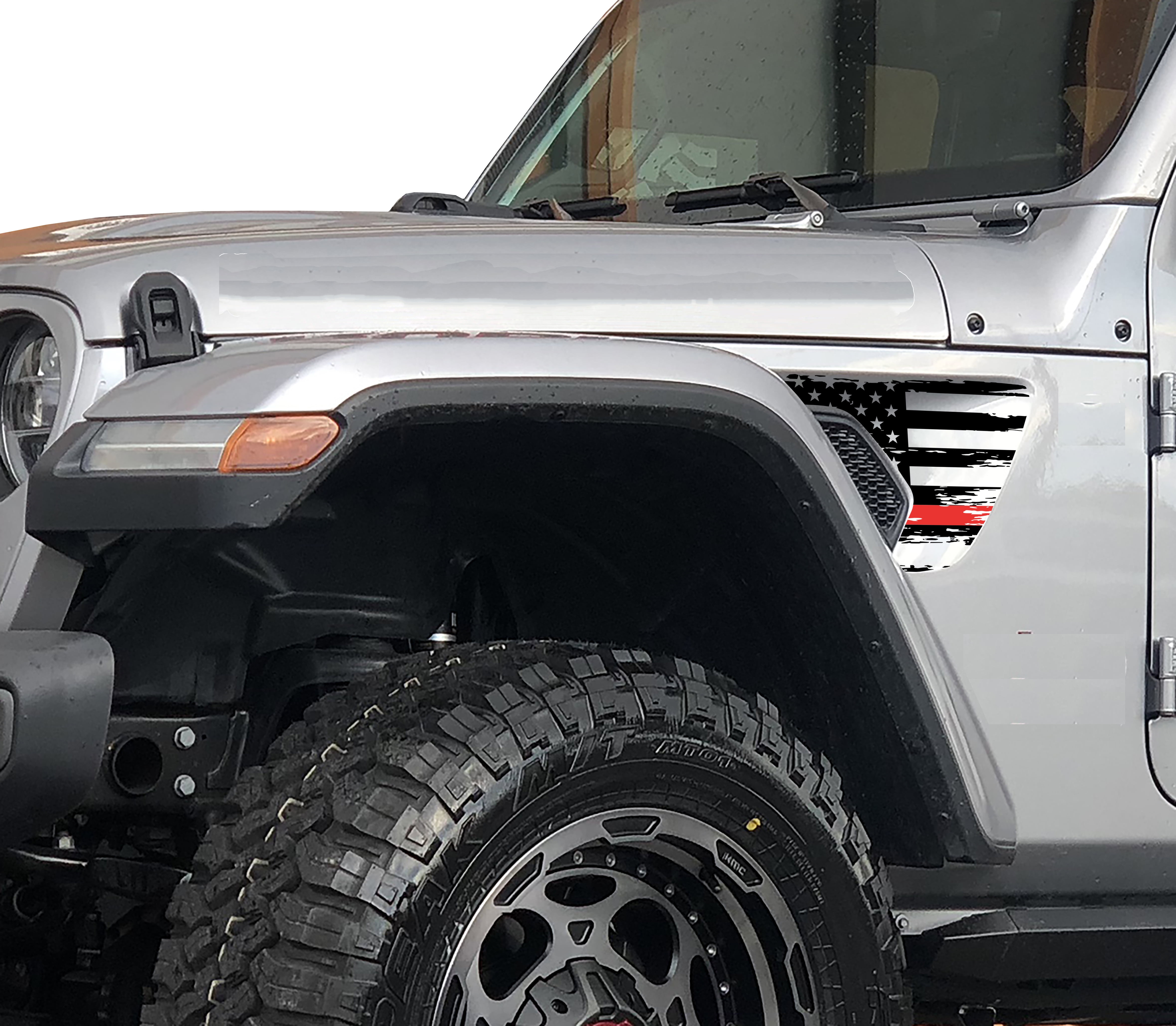Collectible Decals JL/JT Fender Vent Thin Red Line Distressed American ...