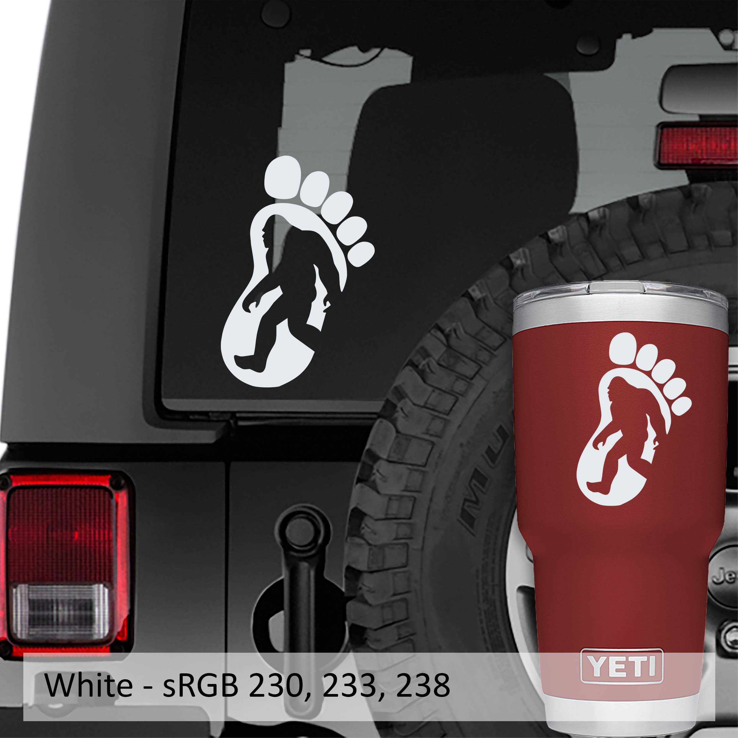 Collectible Decals Yeti Bigfoot Footprint Sasquatch Vinyl Decal ...