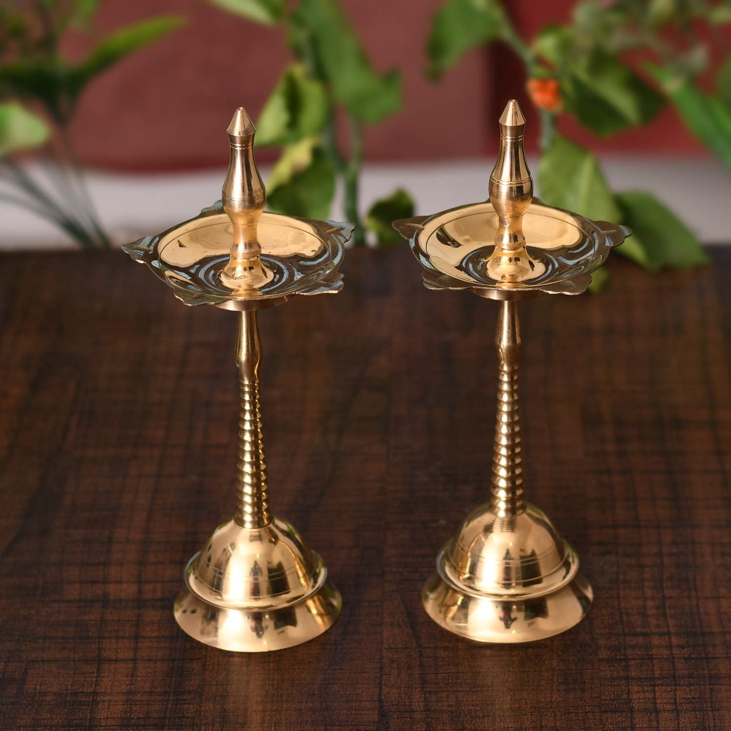 Collectible India Brass Fancy Kerala Diya Oil Lamp Stand Traditional ...