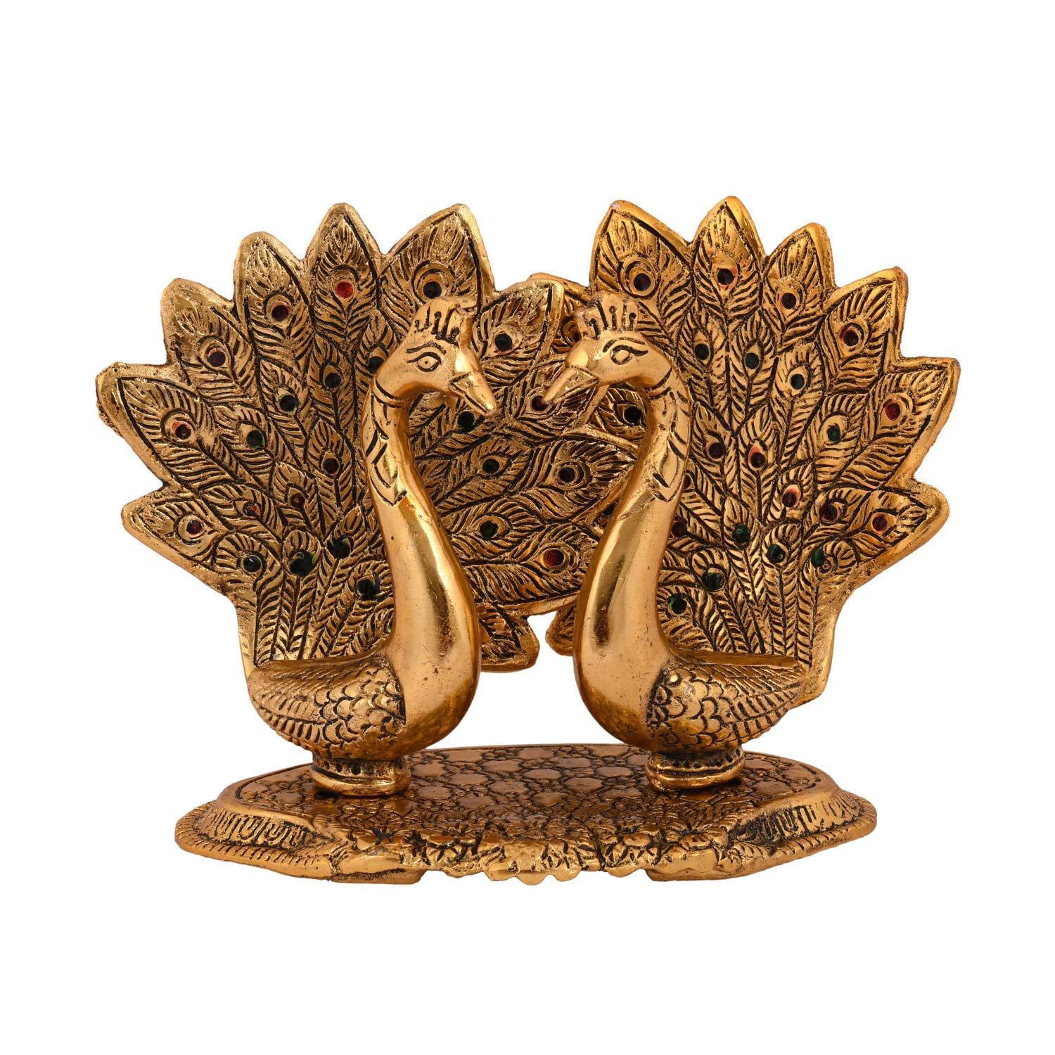Collectible India Metal Double Lovers Peacock Statue Kissing Pair ...
