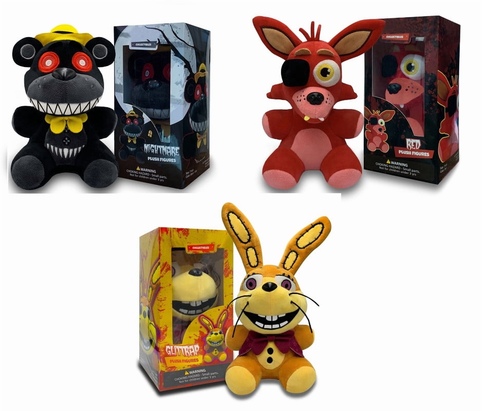 Collectible Stuffed Combo 3 Character Nightmare Plush + Foxy Red Plush ...