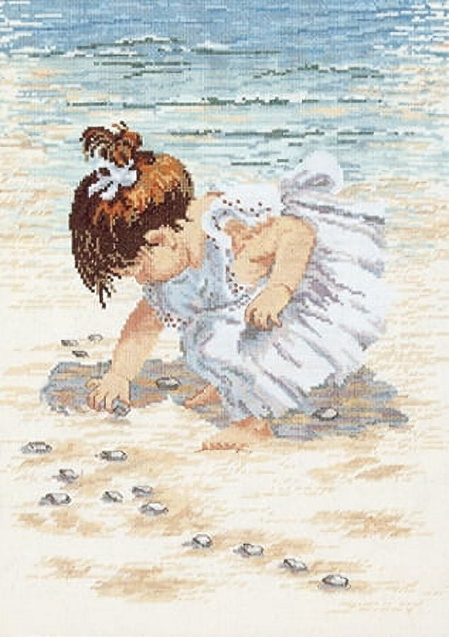 Janlynn Counted Cross Stitch Kit 12"X16"-Collecting Shells (14 Count ...