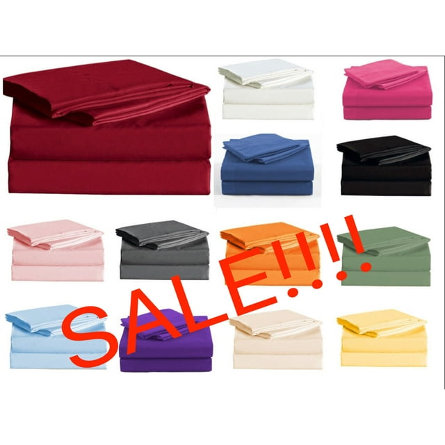 Collection 1900 Count Sheet set Fitted Flat 16 Deep Pocket Wrinkle Free ...