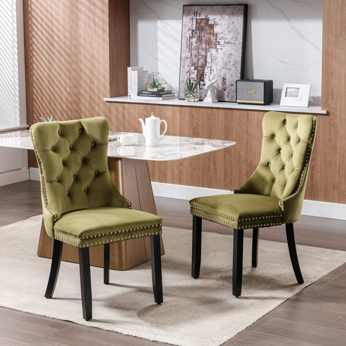 Collection 2-Piece Velvet Dining Chairs Set, Modern High-Back ...