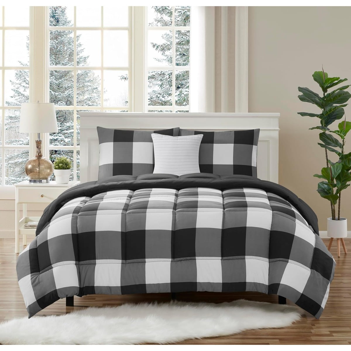 Collection 7 Piece Comforter Set Bag Solid Color All Season Soft Down ...