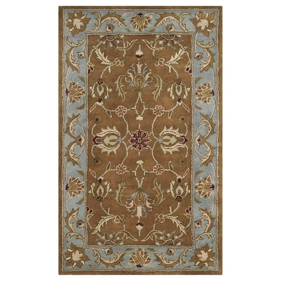 Collection Accent Rug - 2'3" x 4', Brown & Blue, Handmade Traditional ...