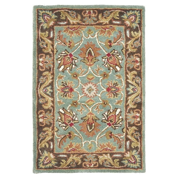 Collection Accent Rug - 2' x 3', Blue & Brown, Handmade Traditional ...