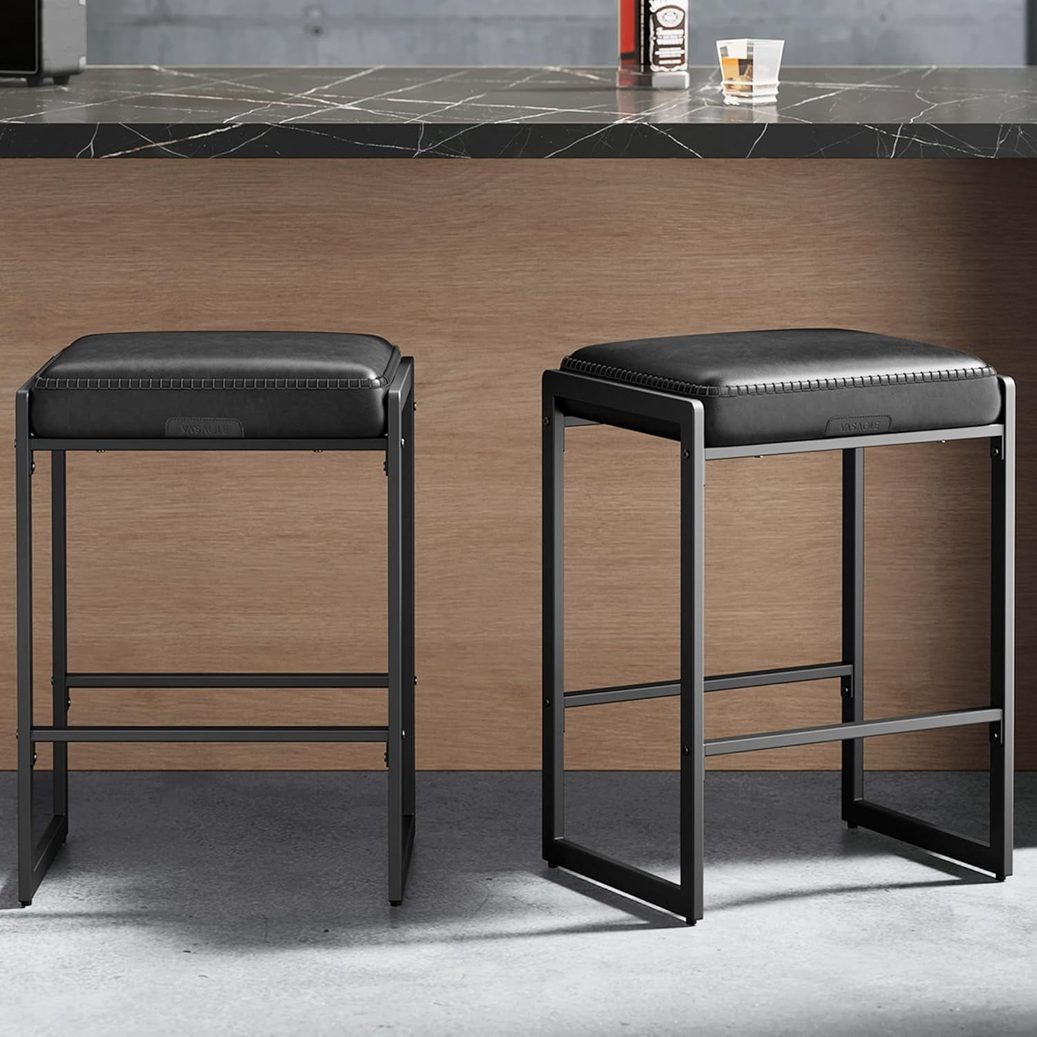 Collection - Bar Stools Set of 2, Counter Height Bar Stools, Synthetic ...
