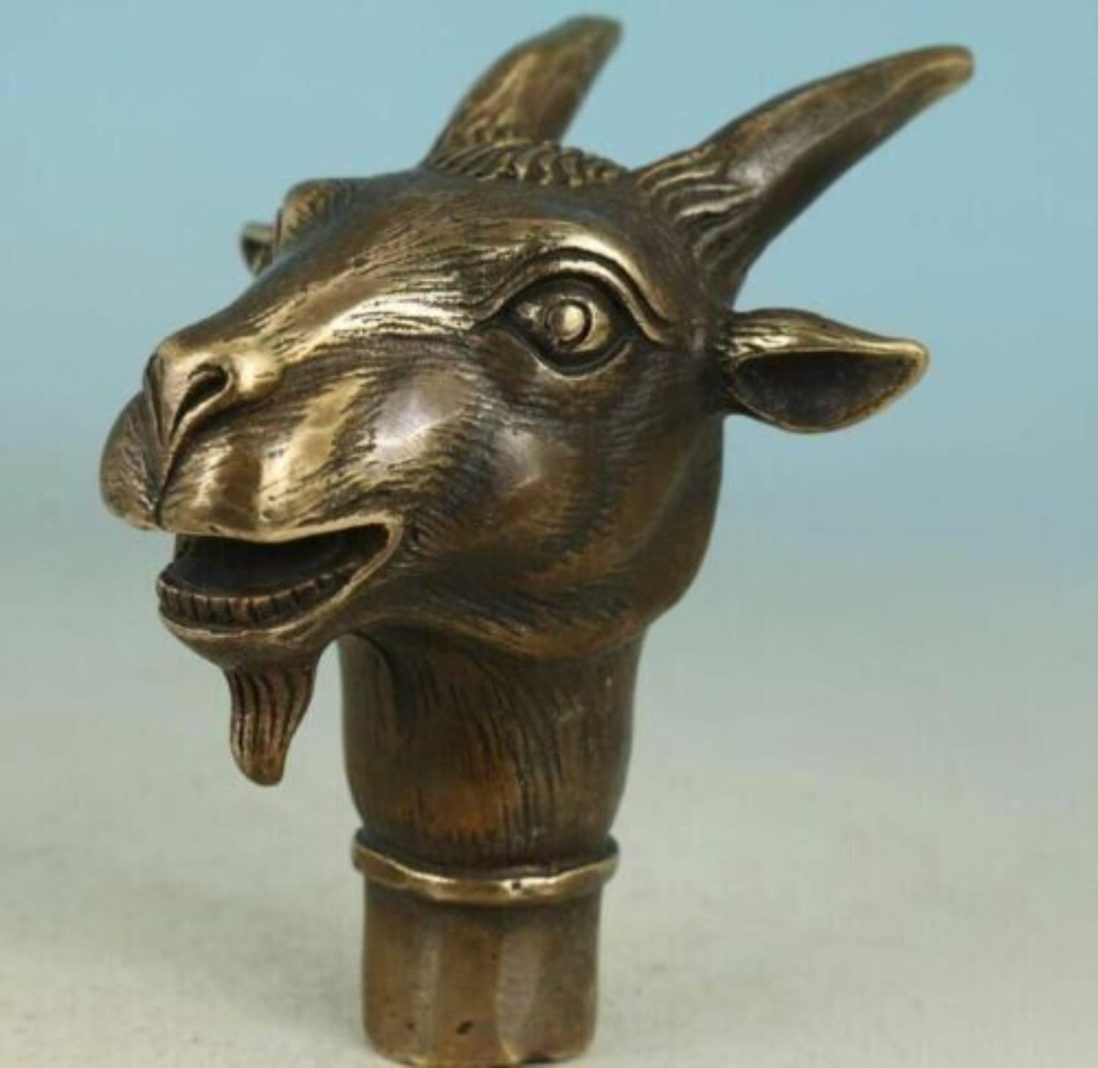 Collection Bronze Hand Carved Goat Head Sugarcane Cane Head - - Walmart.com