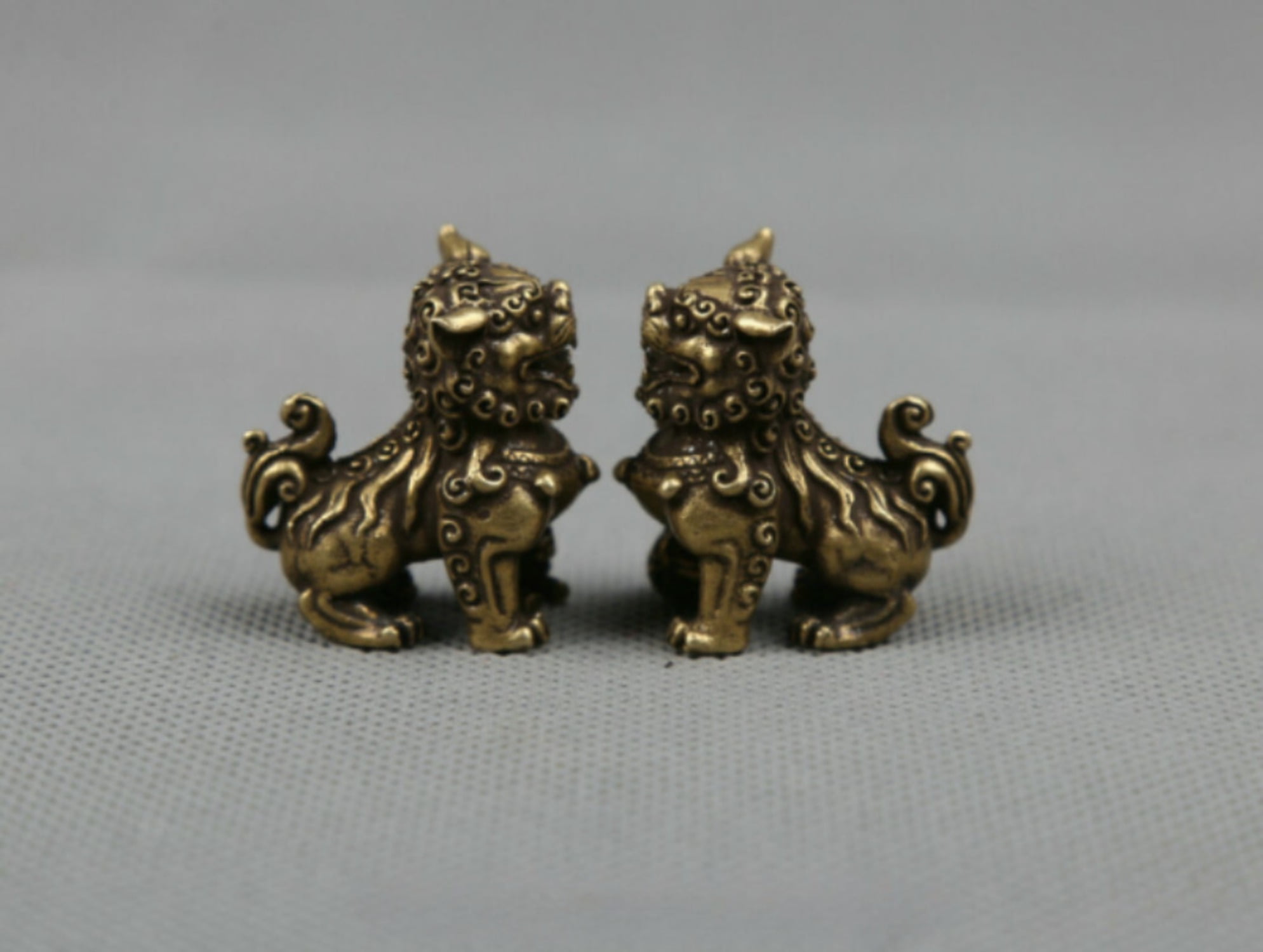 Collection Chinese Bronze Animal Foo Fu Dog Guardian Lion Statue Desk ...