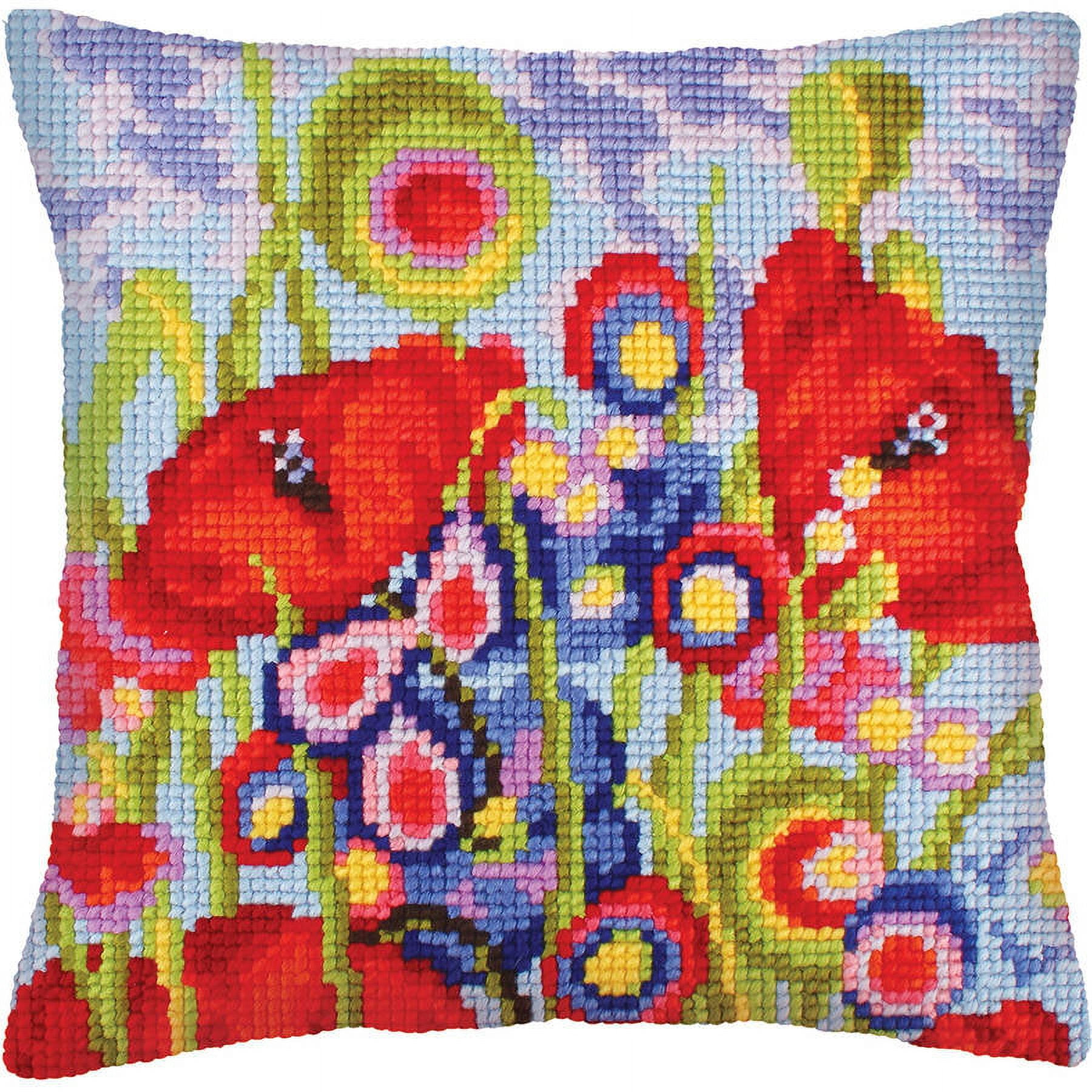 Collection D'Art Stamped Needlepoint Cushion Kit, 40cm x 40cm, Red ...