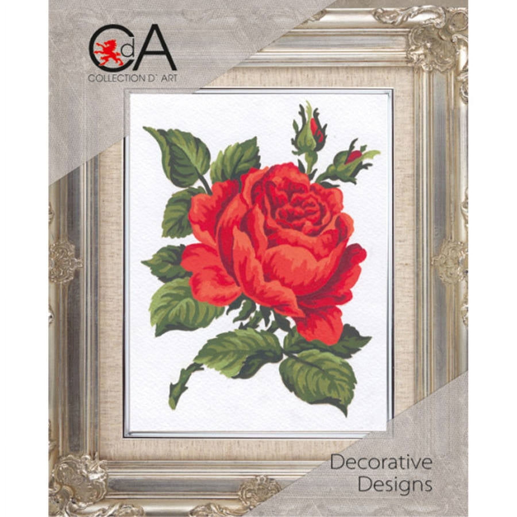 Collection D'Art Stamped Needlepoint Kit, 20cm x 25cm, Red Rose ...